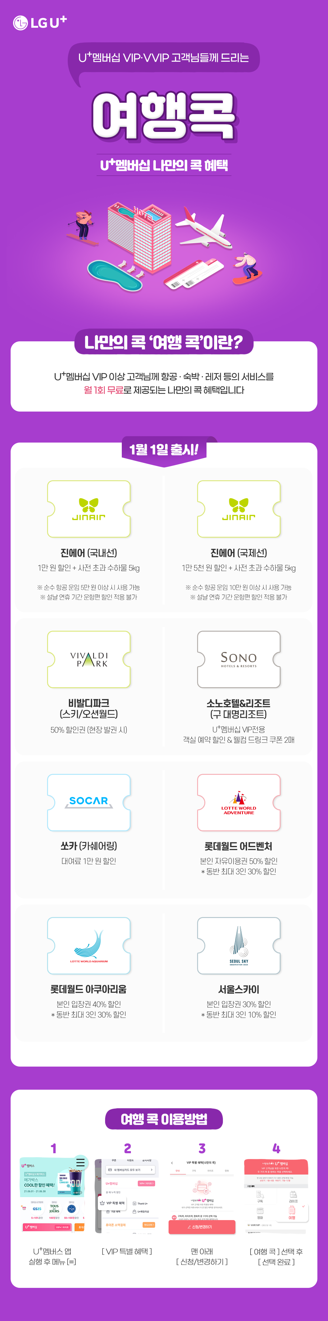 유플러스 U⁺ 멤버십 VIP·VVIP 고객님들께 드리는 여행콕